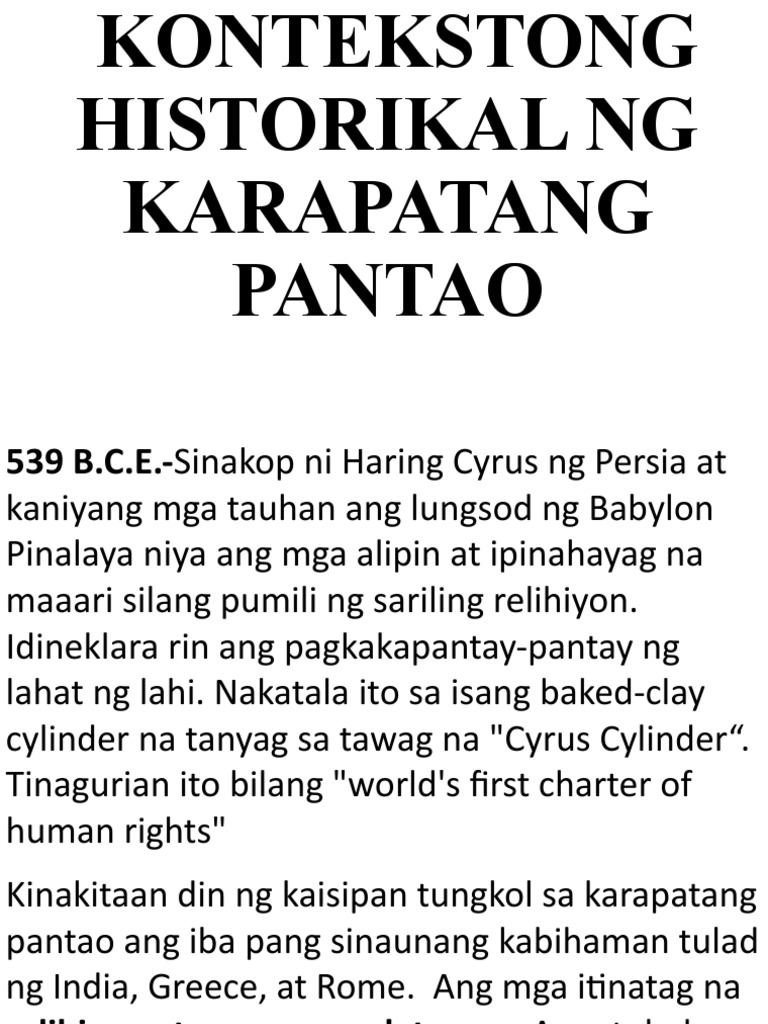 Kontekstong Historikal NG Karapatang Pantao | PDF Kontekstong Historikal NG Karapatang Pantao | PDF