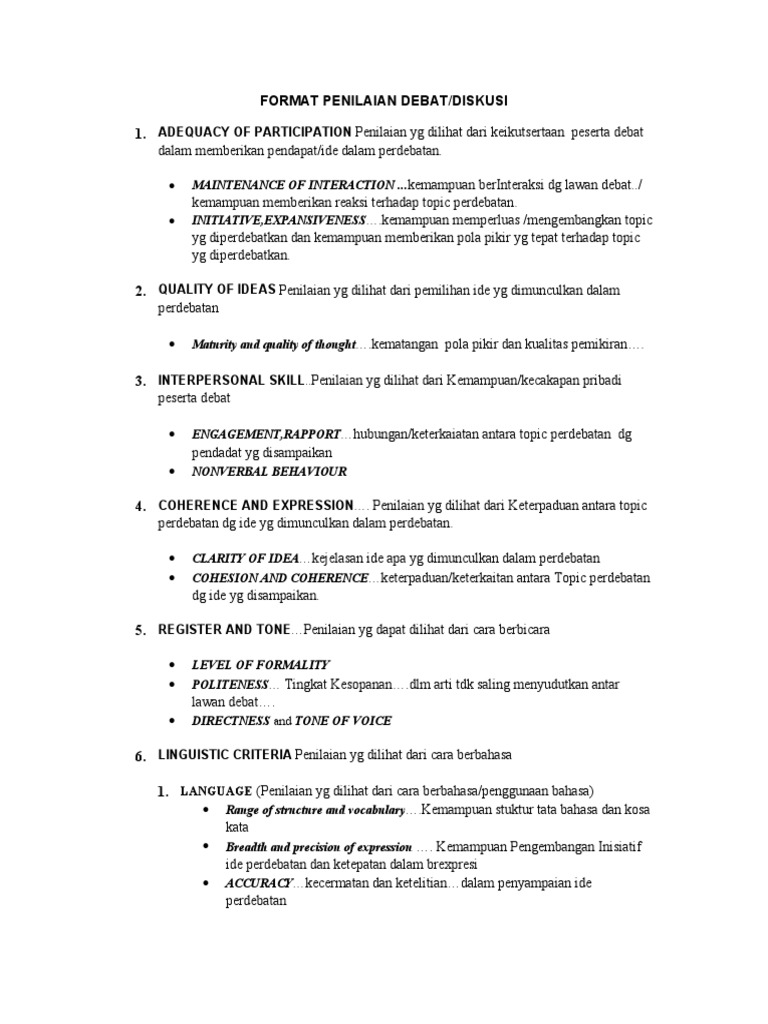Format Penilaian English Debate | PDF