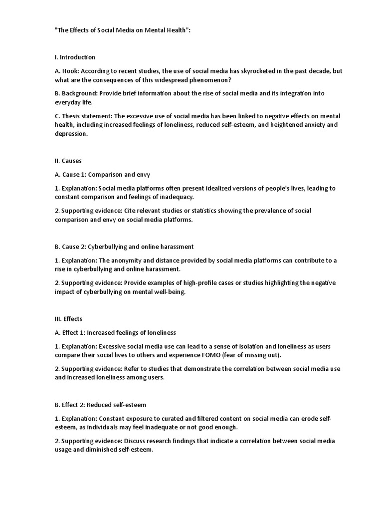 The Effects of Social Media On Mental Health-Essay and Outline | PDF ...