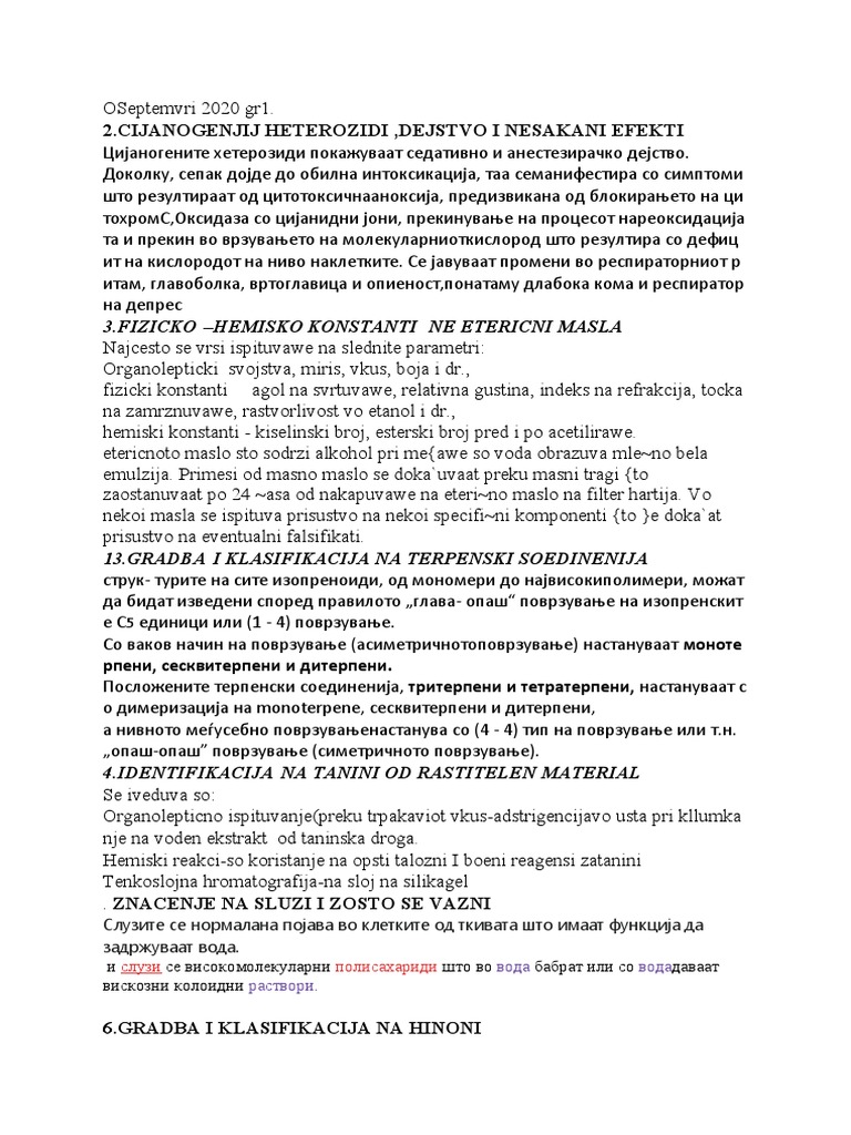 2.cijanogenjij Heterozidi, Dejstvo I Nesakani Efekti: 3.fizicko ...