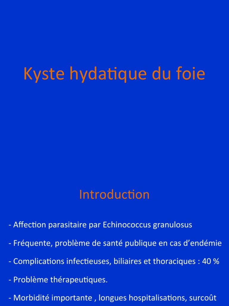 Kyste hydatique du foie : diagnostic et traitement | PDF | Spécialités ...