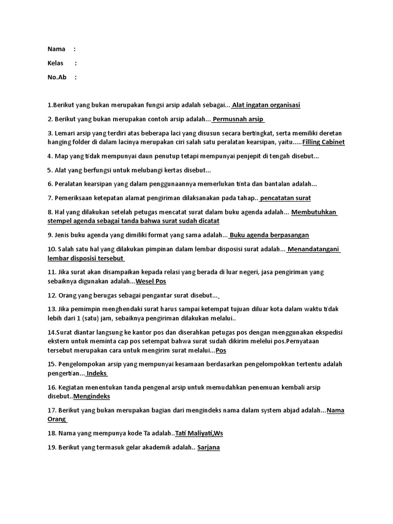 Soal Dasar Dasar MPLB | PDF