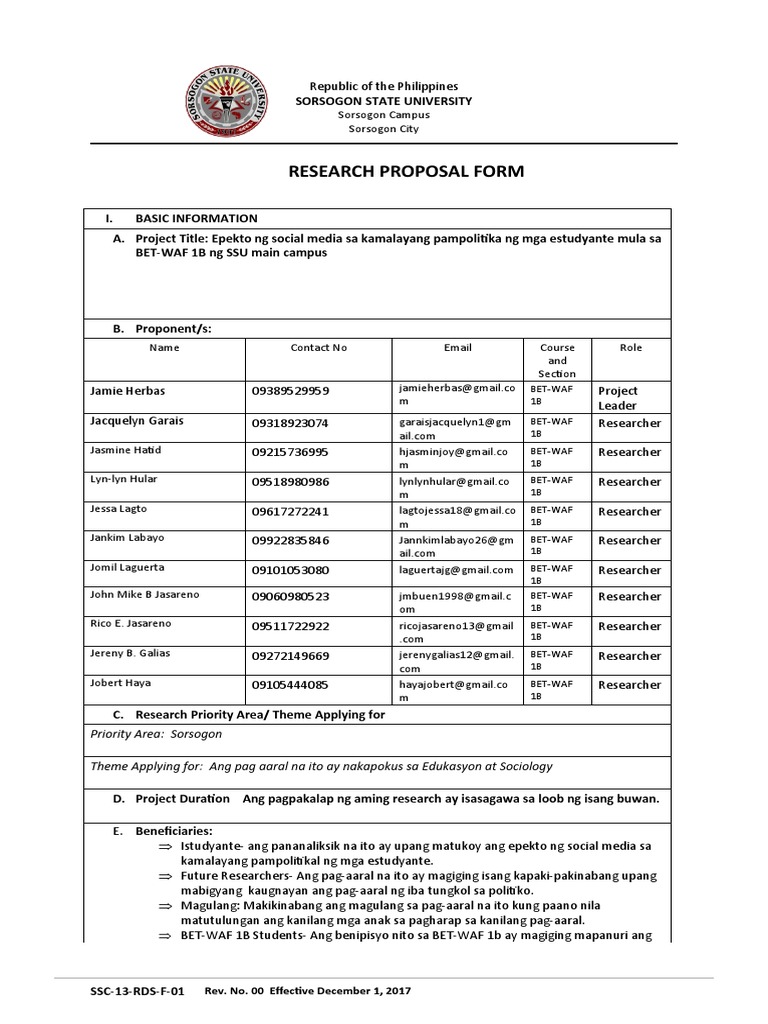 Research Proposal Form | PDF