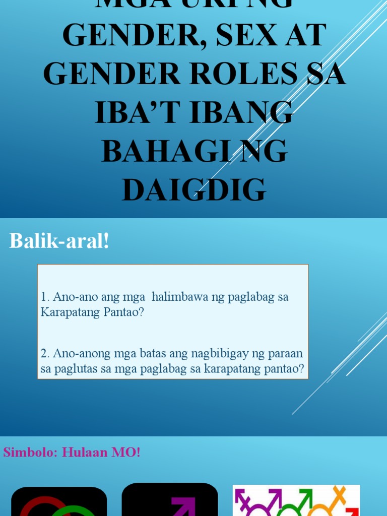 Mga Uri Ng Gender Sex At Gender Pdf