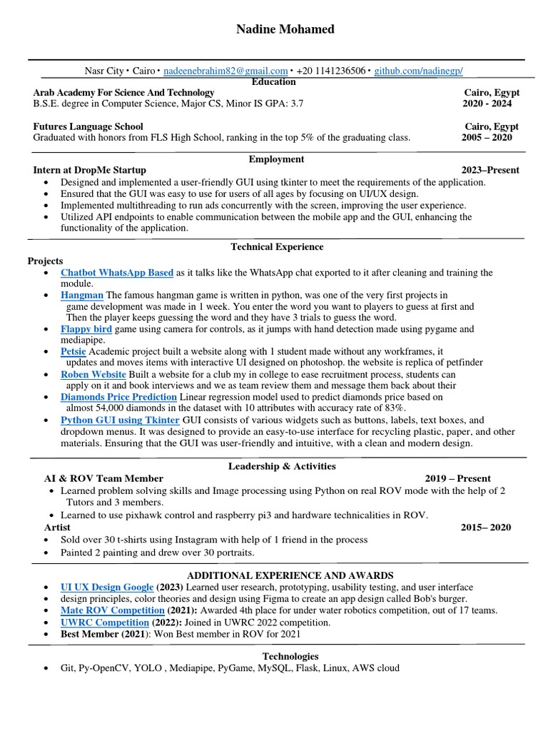 Nadine Resume | PDF | Graphical User Interfaces | Usability