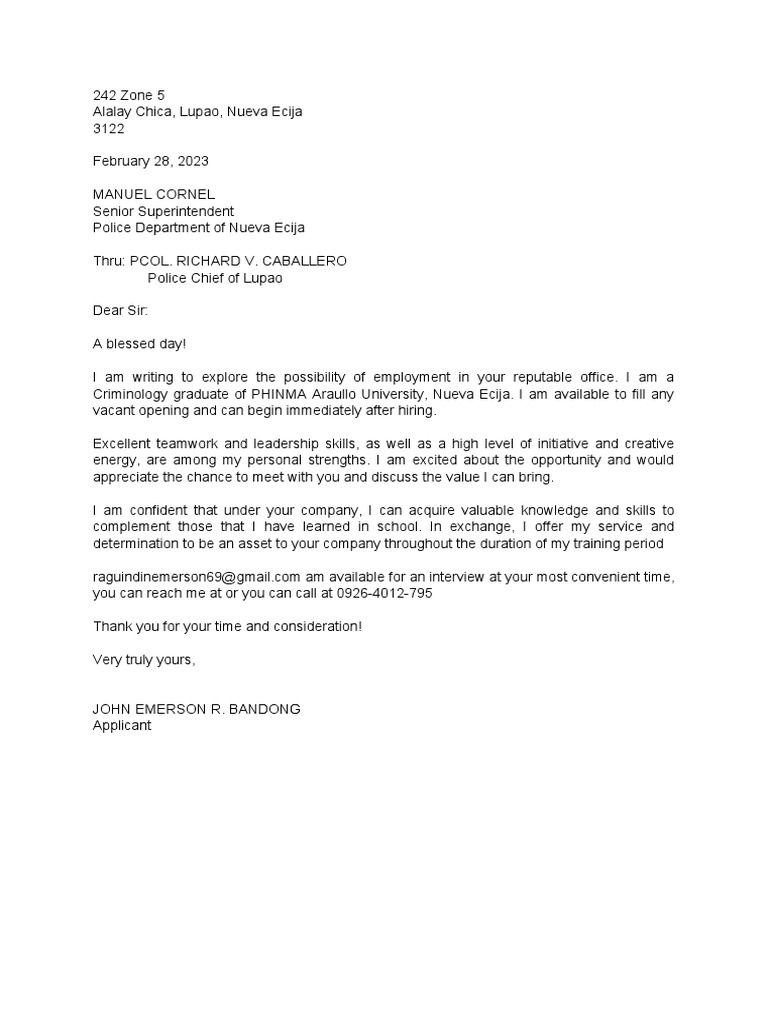 Applicant Letter | PDF | Career & Growth