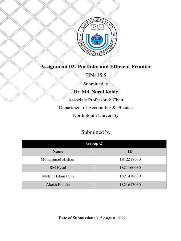 Assignment 2 FIN435.5 Group 2 | PDF | Beta (Finance) | Covariance Matrix