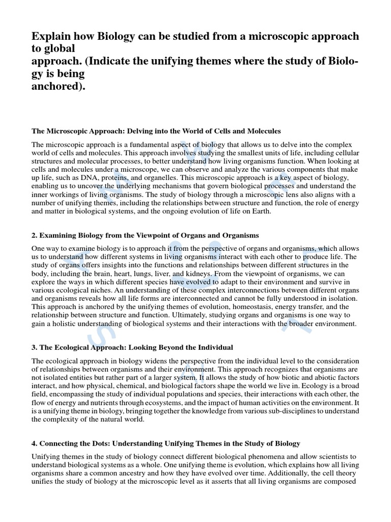 Explain How Biology Can Be Studied From A Microscopic Approach To ...