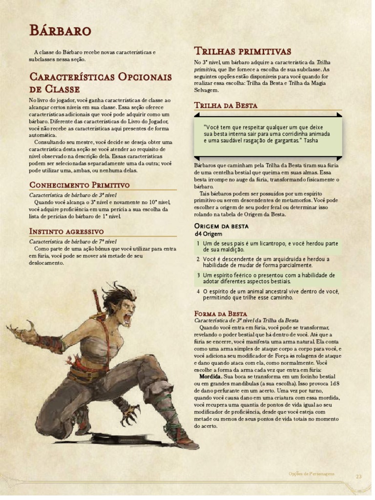 Subclasses do Bárbaro em D&D 5E | PDF