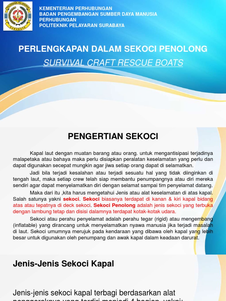 Perlengkapan Dalam Sekoci Penolong | PDF