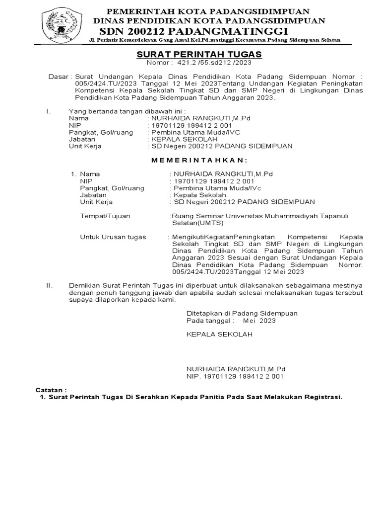 Format SPT Peserta SD | PDF