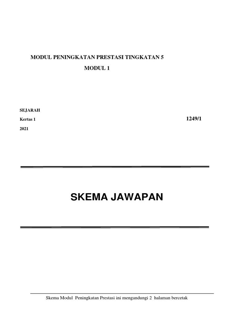 2021 Kedah Sejarah K1 Set 1 Jawapan | PDF
