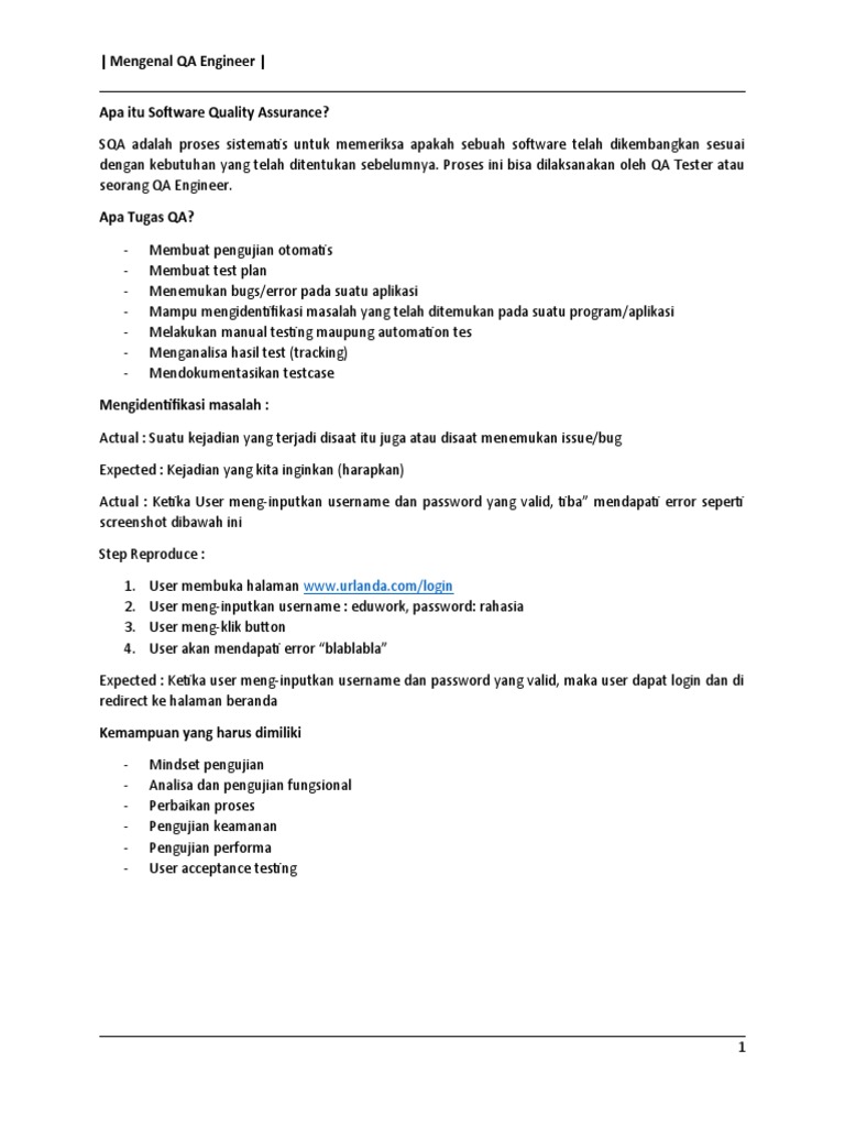 Mengenal QA Engineer | PDF
