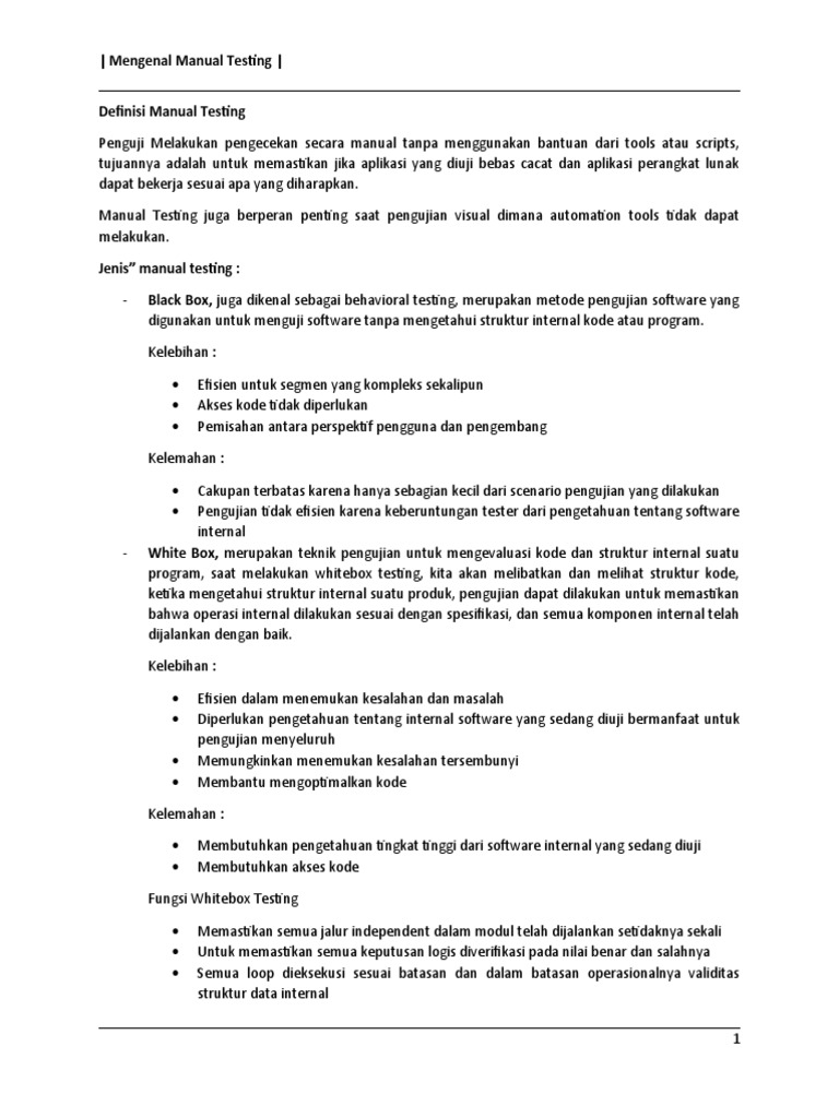Mengenal Manual Testing | PDF