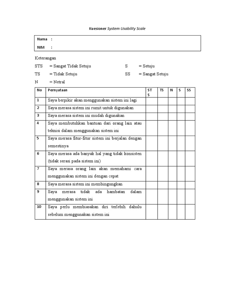 Kuesioner SUS | PDF