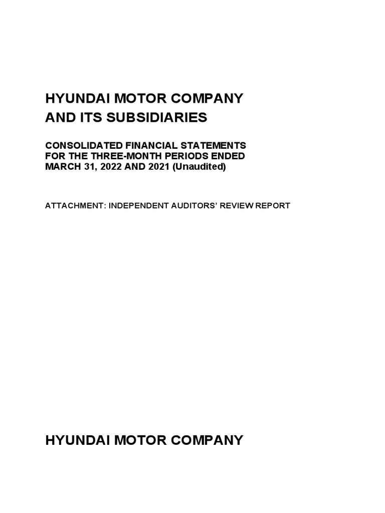 Hyundai Motor Company 1q 2022 Consolidated Final | PDF | Equity ...