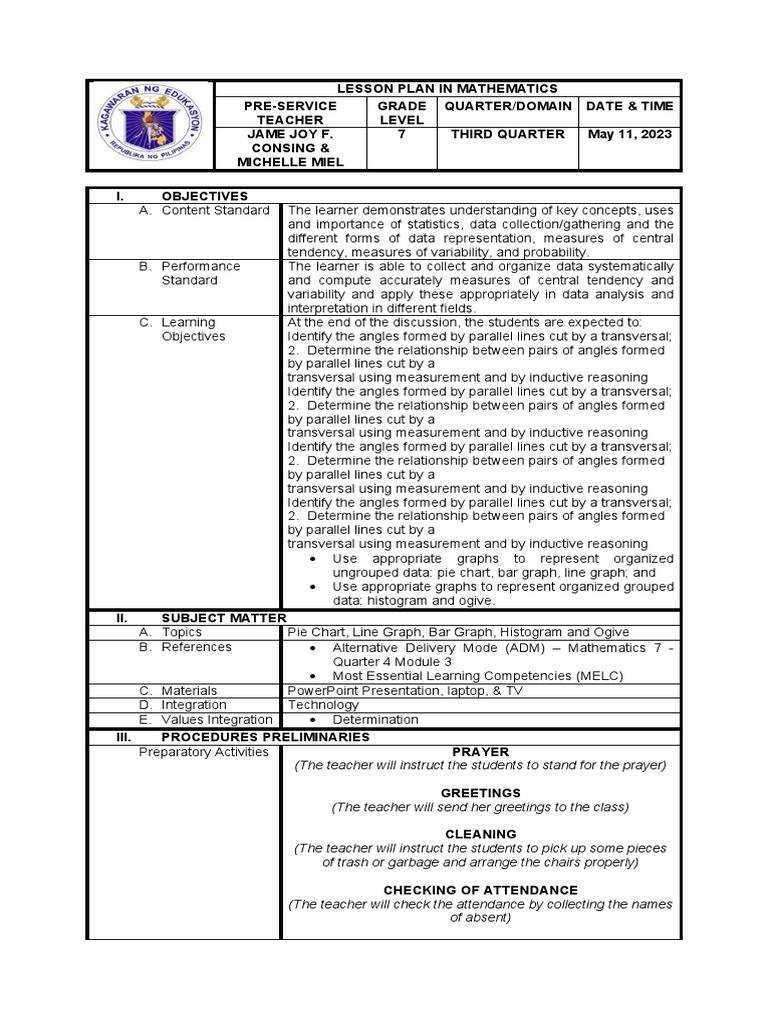 Lesson 3 - Data Representation For Ungrouped and Grouped Data | PDF
