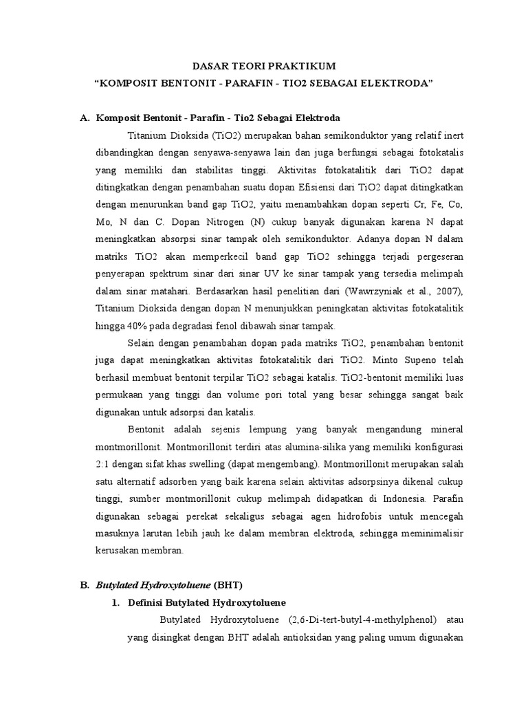 Komposit Bentonit-TiO2 untuk Elektroda | PDF