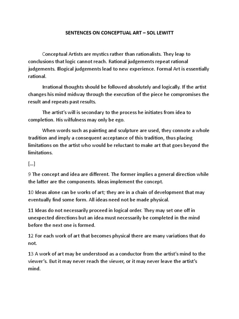 Sentences On Conceptual Art | PDF | Idea | Perception