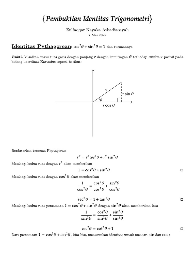 Pembuktian Identitas Trigonometri | PDF