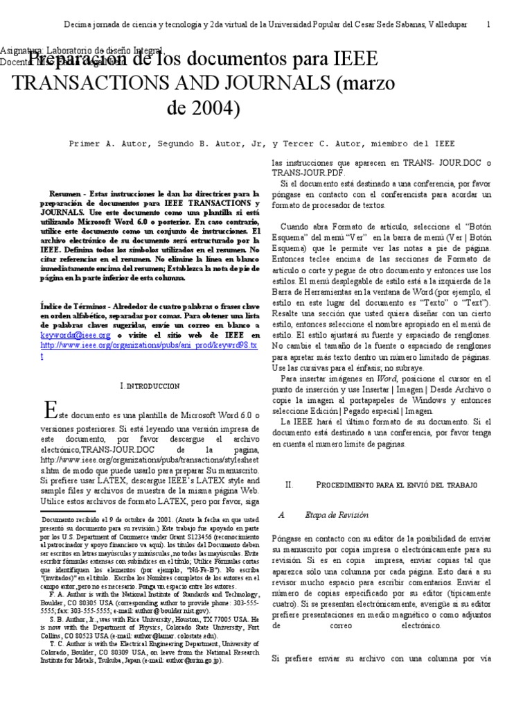 Formato Ieee 2020 II | PDF | Microsoft Word | Archivo de computadora