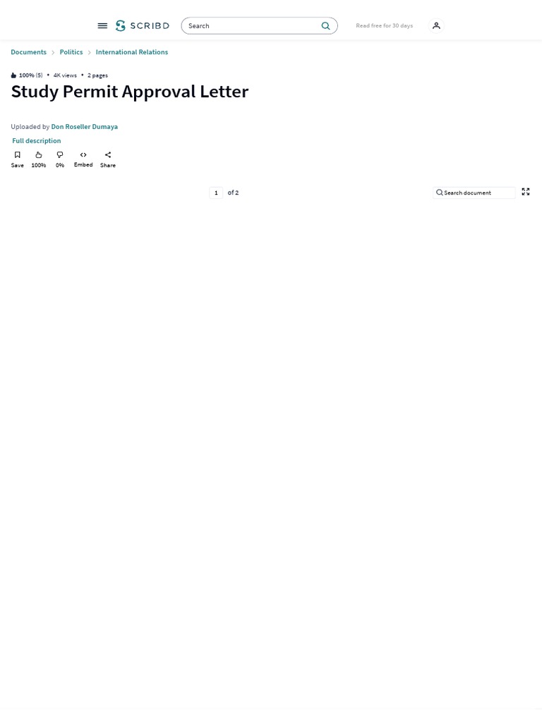 Study Permit Approval Letter - PDF - Travel Visa - Passport | PDF ...