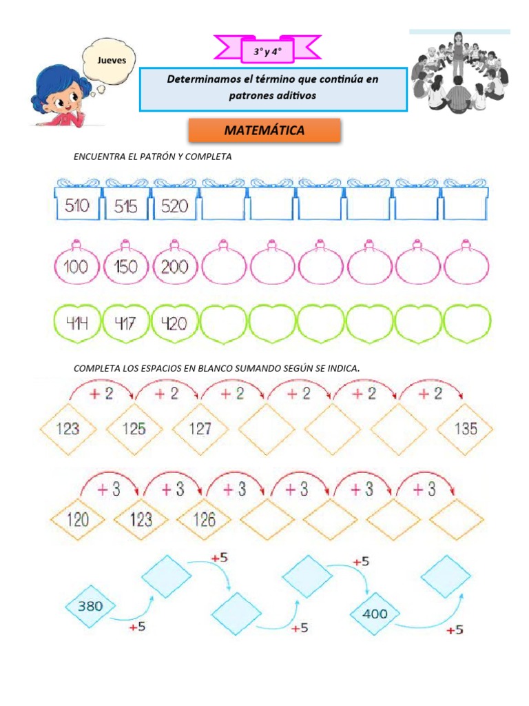 Ficha Matematica. Patrones Aditivos | PDF