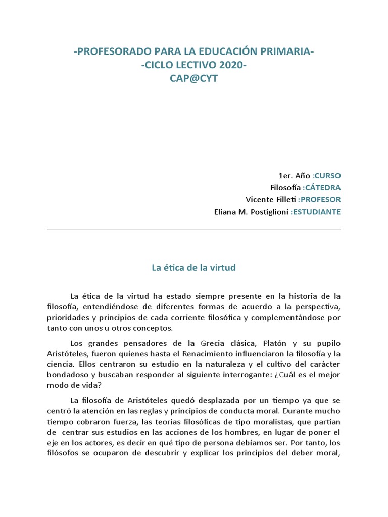 La Ética de La Virtud | PDF | Virtud | Aristóteles