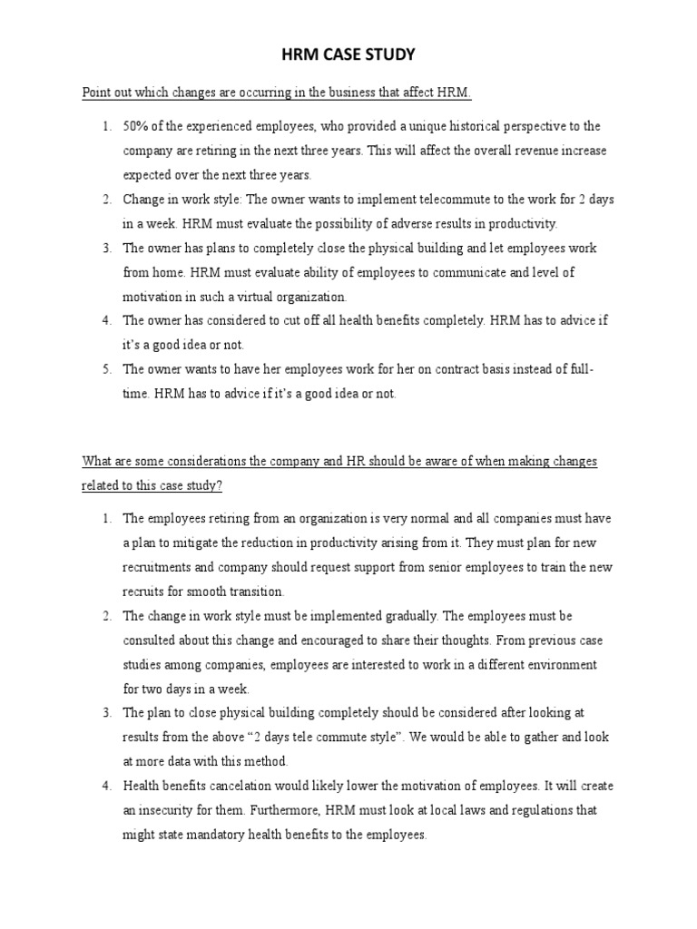 HRM Case Study | PDF | Human Resource Management | Employment