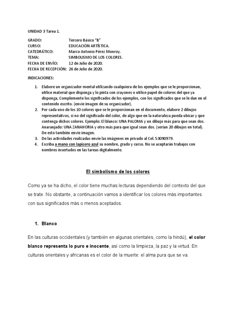 3ro. Básico B. EDUCACIÓN ARTÍSTICA. Unidad 3. Actividad 1. | PDF ...