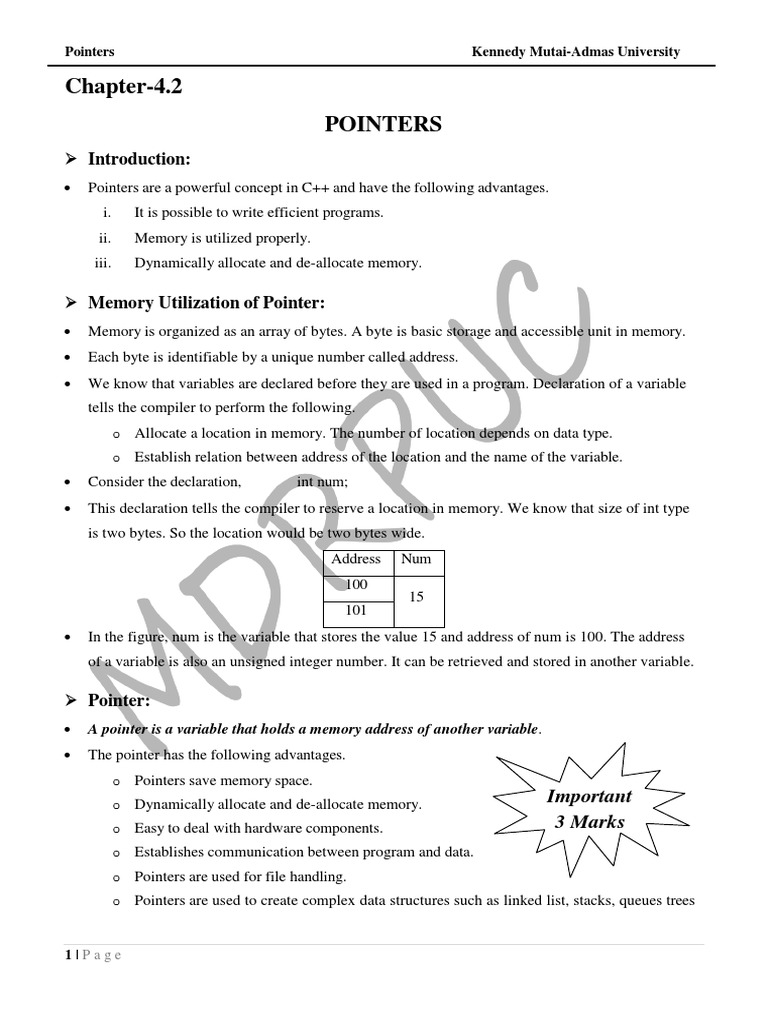 42 Pointers Pdf Pointer Computer Programming Variable Computer Science 