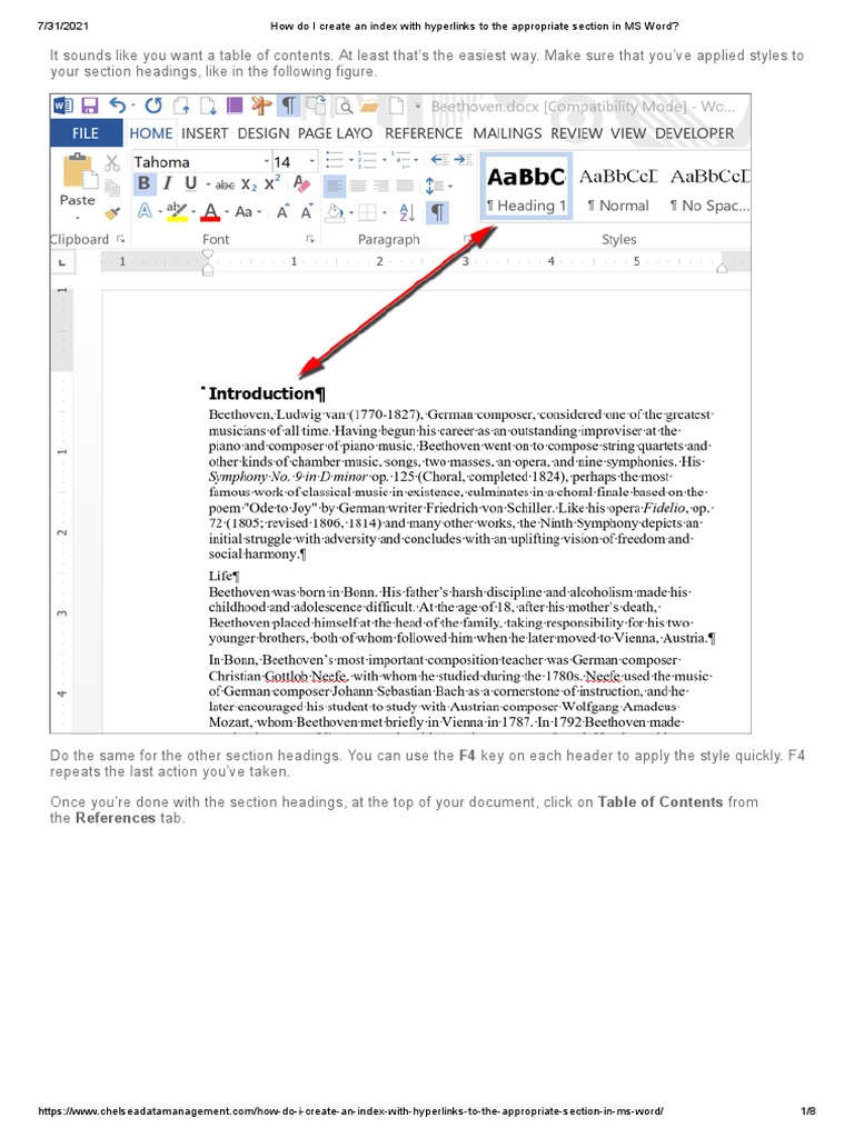 MS Word - Create Index With Hyperlinks | PDF | Hyperlink | Microsoft Word