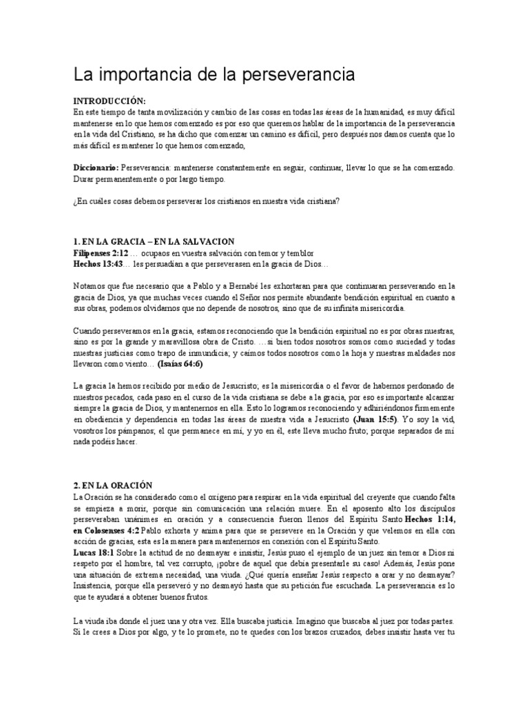 La Importancia de Perseverar | PDF | Oración | eucaristía