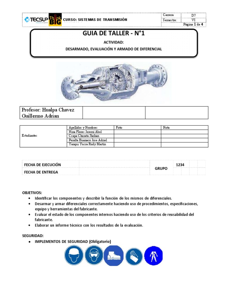 GUIA DE LAB 01 Sistemas de Transmision | PDF | Engranaje | Vehículos