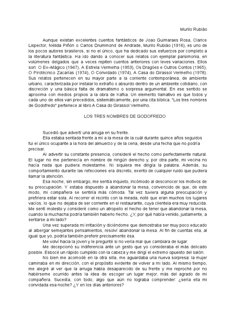 Murilo Rubiáo Los Tres Nombres de Godofredo | PDF | Poesía