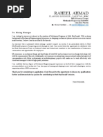Raheel Ahmad Mechanical Engineer Cover Letter For Saudi Aramco | PDF ...