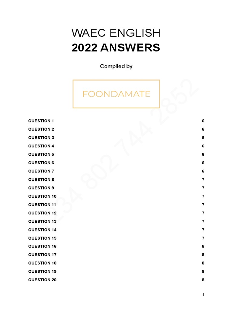 Waec English 2022 Answers | PDF | Educational Organizations | Regulation