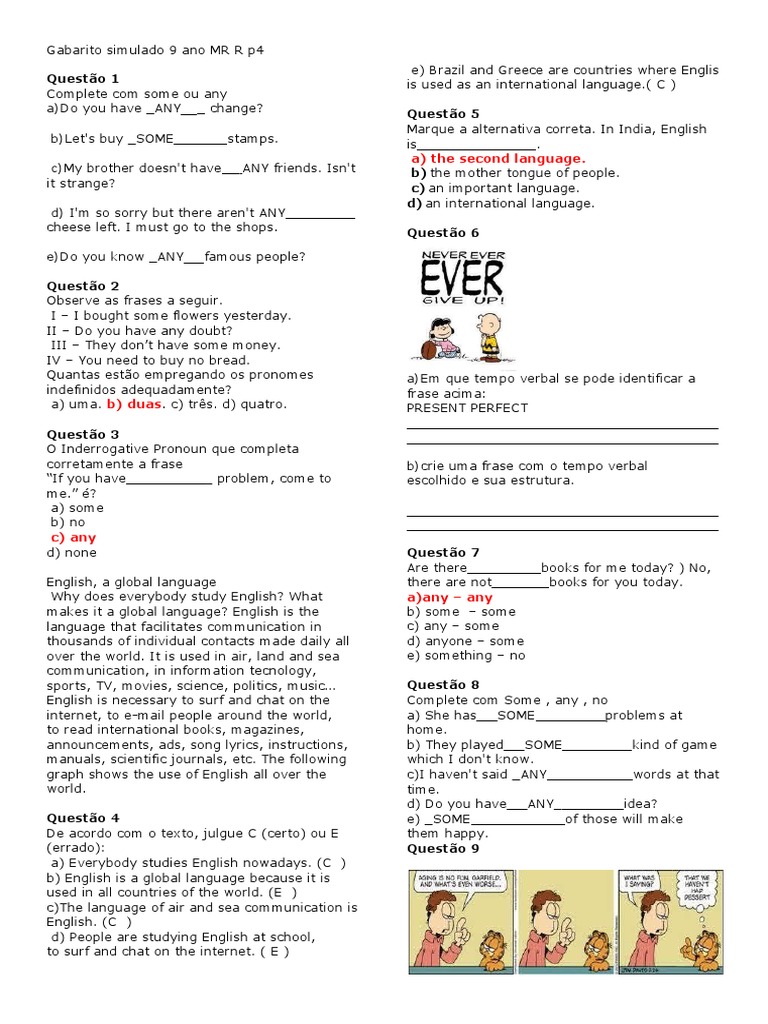 901-Ingles-Simulado Gabarito p4 | PDF