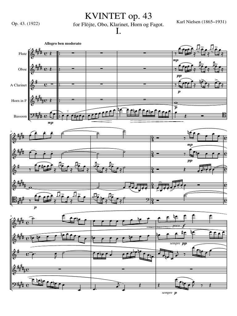 Carl Nielsen Wind Quintet Op. 43 | PDF
