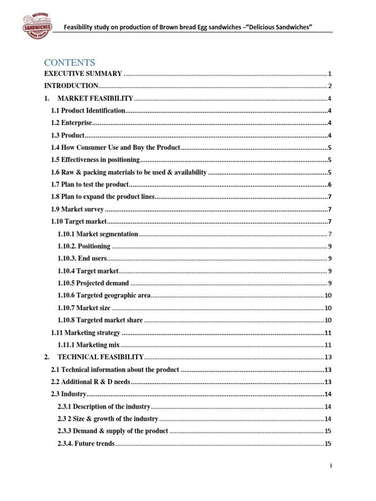 Feasibility Study On Production of Brown | PDF | Market Segmentation | Breads