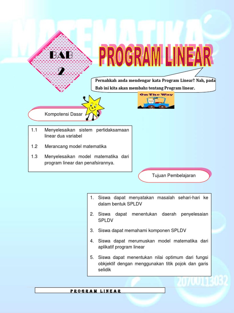 Bahan Ajar Program Linear 1 | PDF | Metode & Bahan Ajar | Komputer