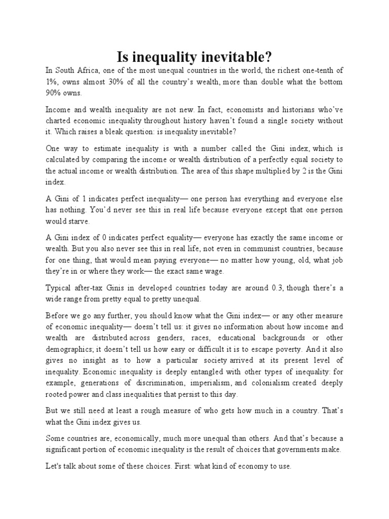 Is Economic Inequality Inevitable? | PDF | Economic Inequality ...