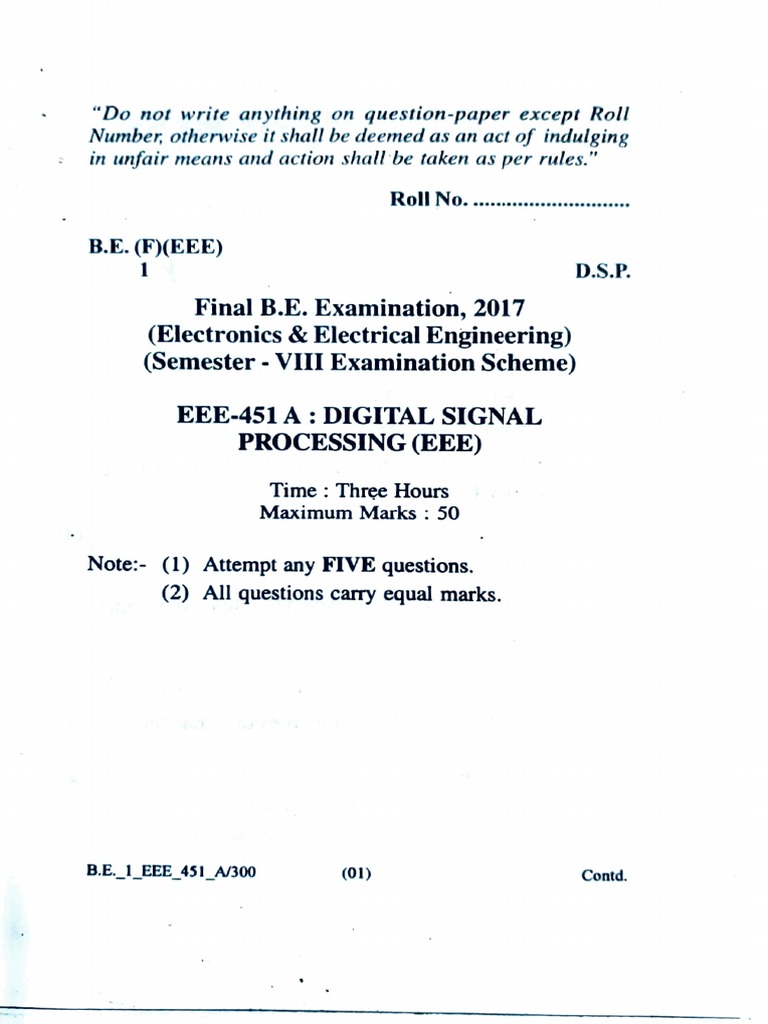 DSP QP Ec Eee | PDF | Discrete Fourier Transform | Digital Signal Processing