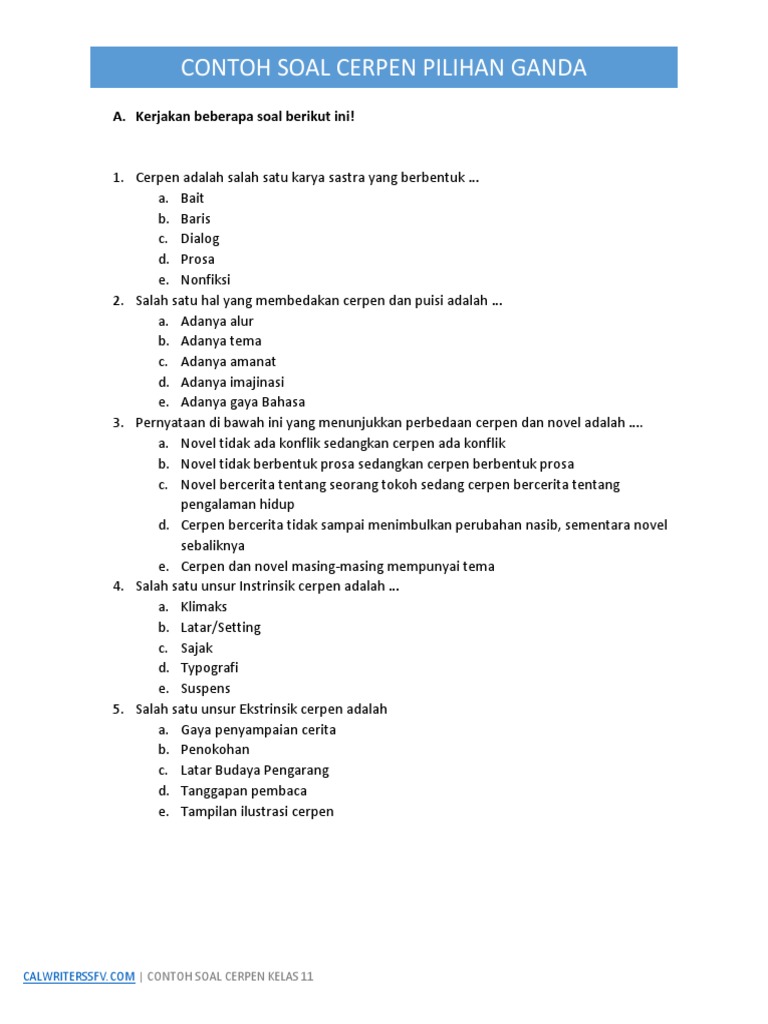 Soal Cerpen Pilihan Ganda | PDF