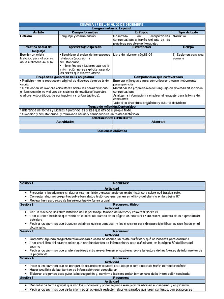 Semana 17 Del 16 Al 20 de Diciembre | PDF | Conocimiento | Aprendizaje