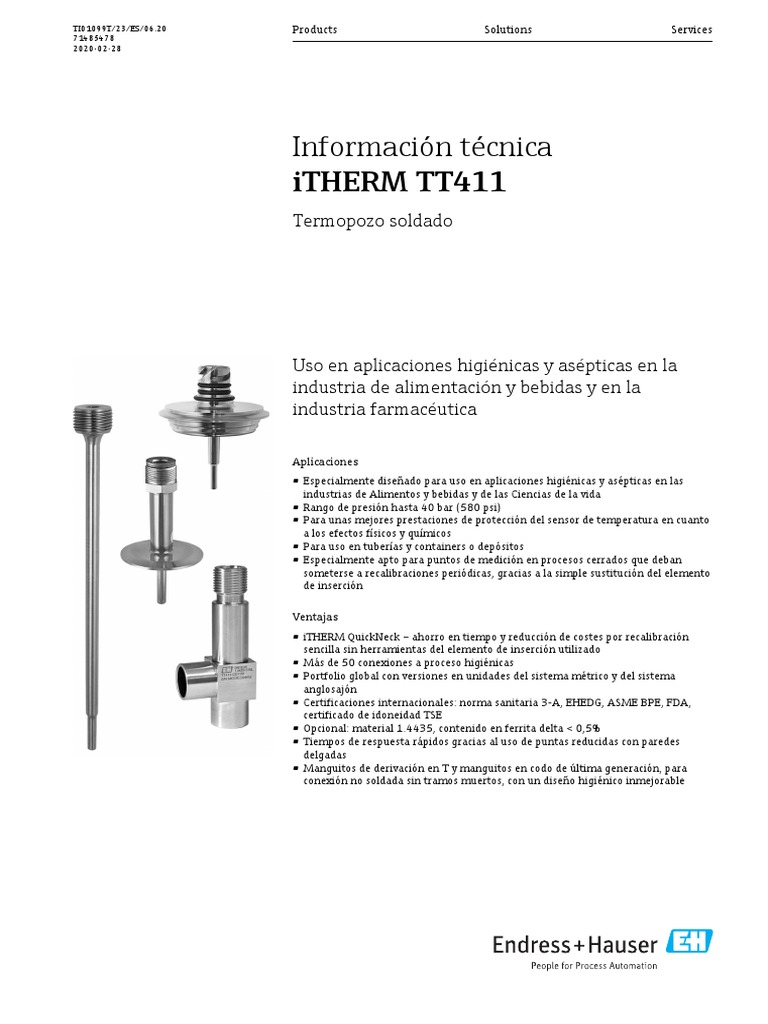 Termopozo Higiénico iTHERM TT411 | PDF | Corrosión | Presión