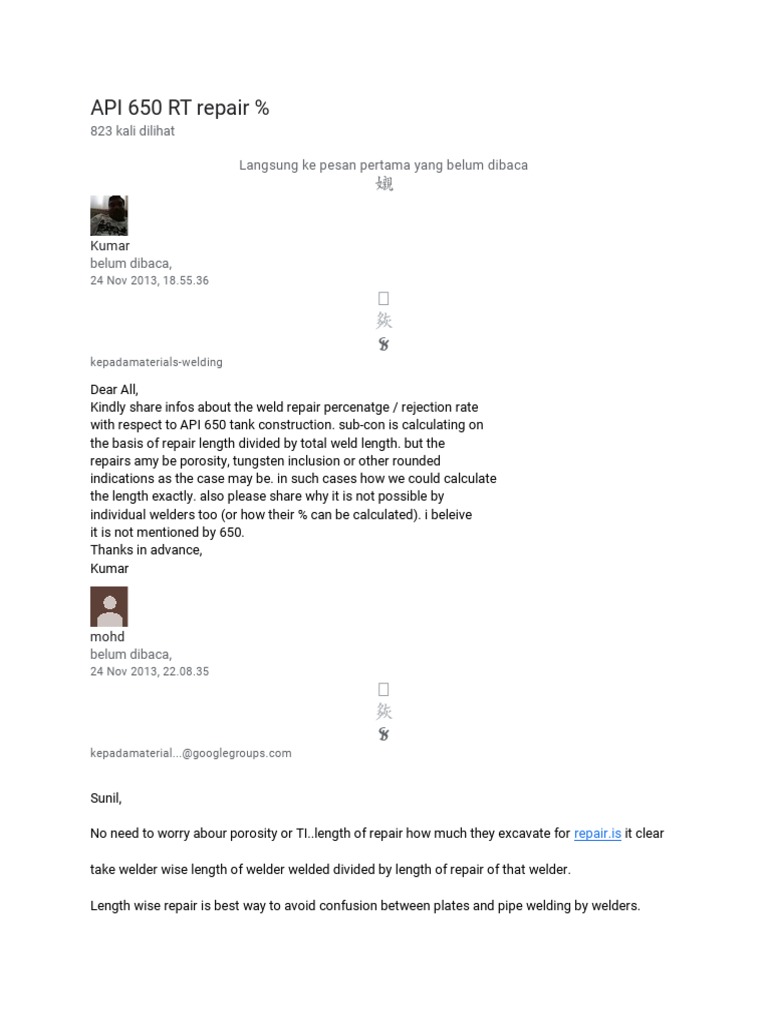 API 650 RT Repair | PDF | Welding | Construction