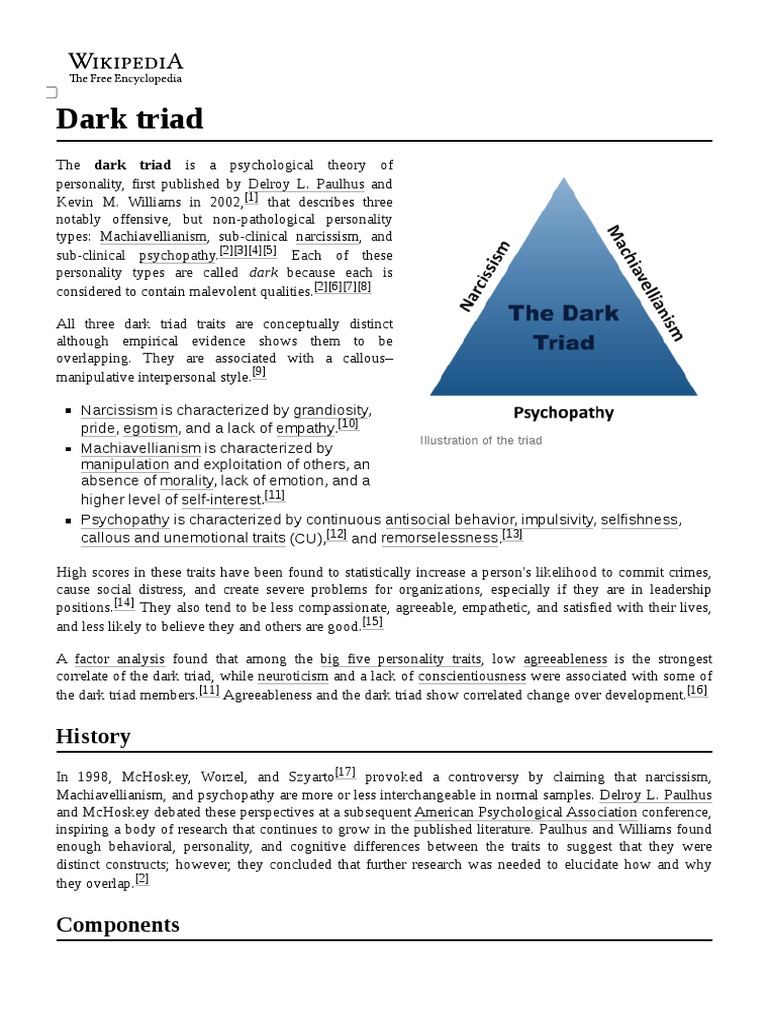 Dark Triad | PDF | Dark Triad | Psychopathy