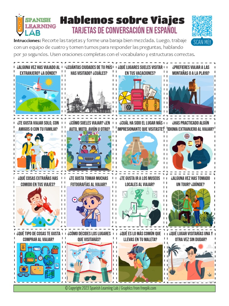 Travel Conversation Cards Spanish Tarjetas de Conversacion Sobre Viajes ...