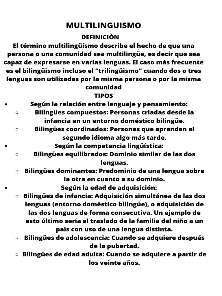 MULTILINGUISMO | PDF | Multilingüismo | Aquisición de idioma